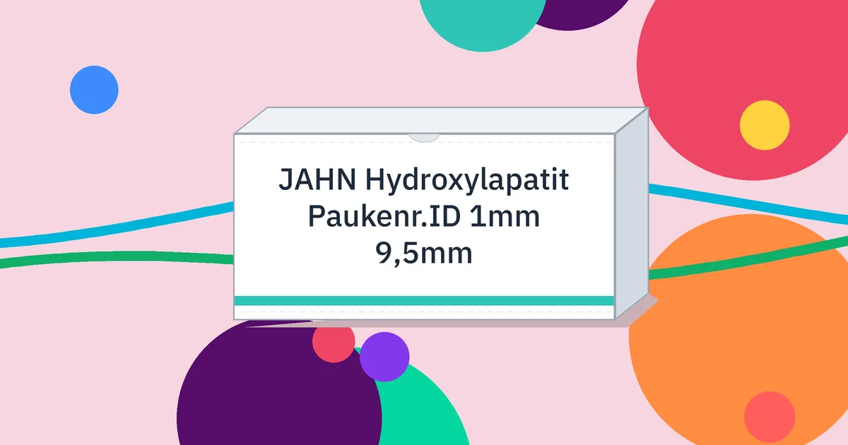 Symbolbild: Packung mit der Aufschrift JAHN Hydroxylapatit Paukenr.ID 1mm 9,5mm (PZN 10973695) – Verfügbarkeit und Bezug in Apotheken in Frankfurt am Main