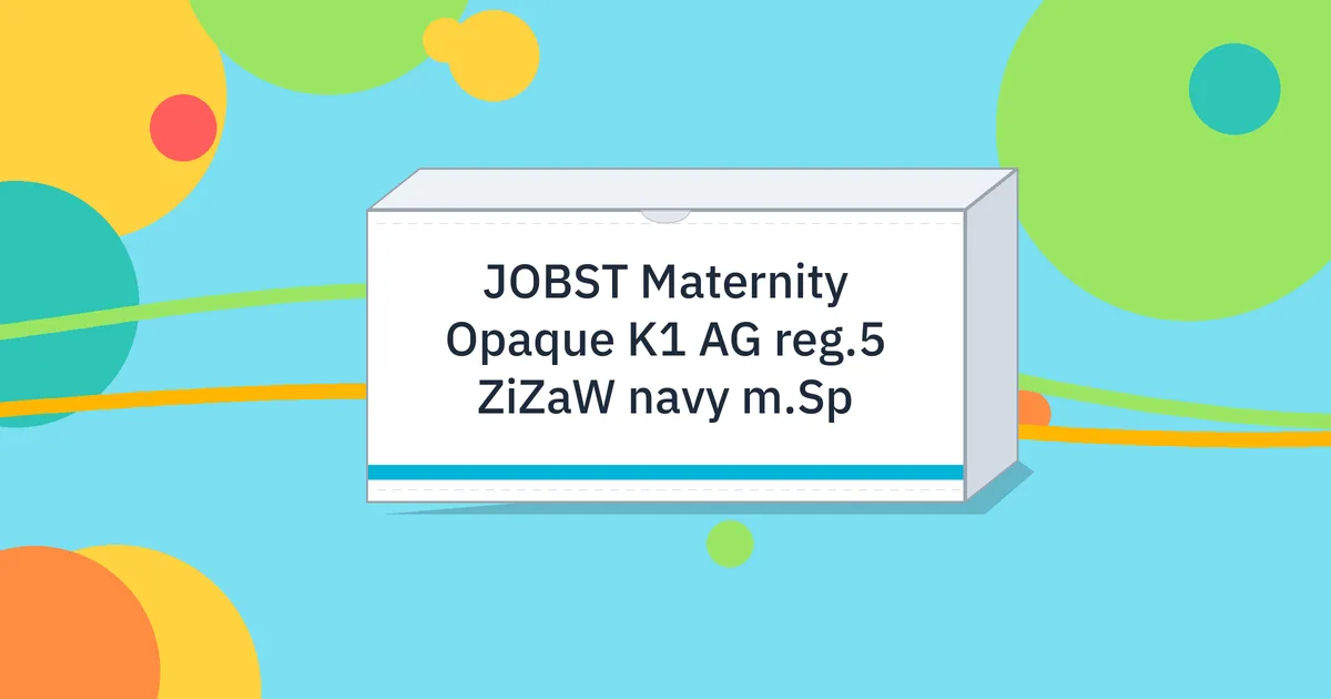 Symbolbild: Packung mit der Aufschrift JOBST Maternity Opaque K1 AG reg.5 ZiZaW navy m.Sp (PZN 15859538) – Verfügbarkeit und Bezug in Apotheken in Frankfurt am Main