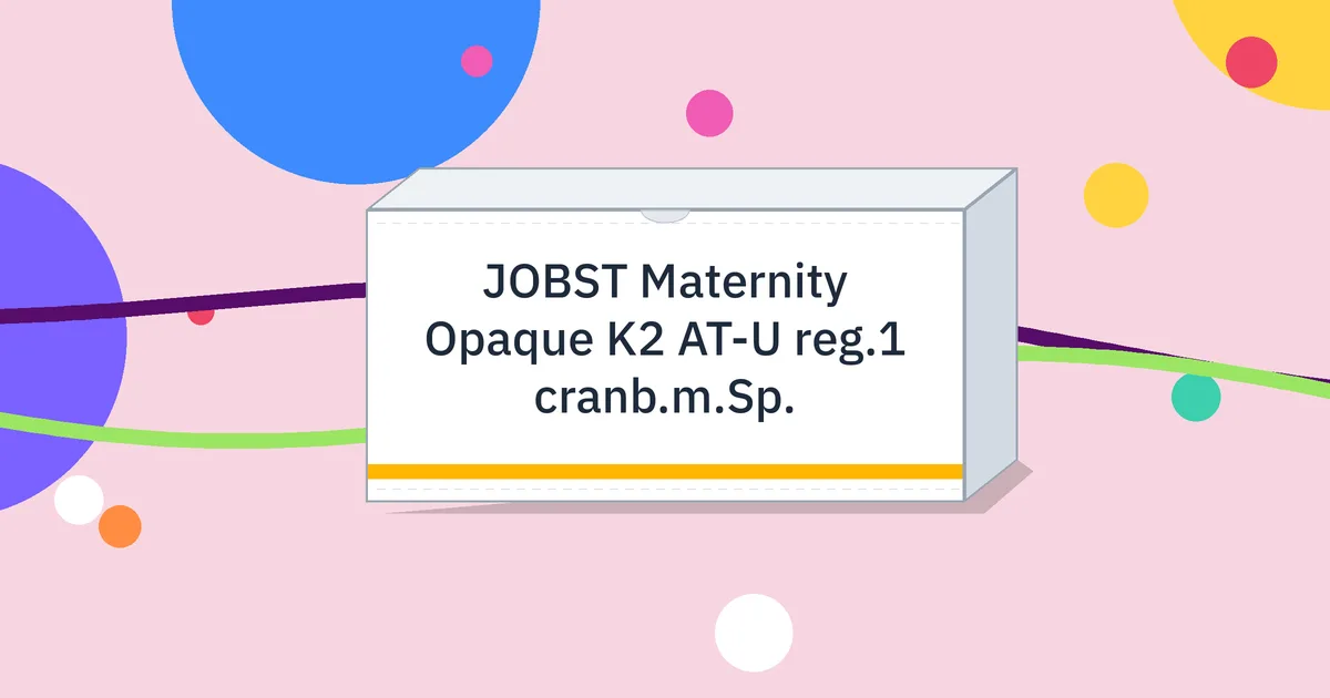Symbolbild: Packung mit der Aufschrift JOBST Maternity Opaque K2 AT-U reg.1 cranb.m.Sp. (PZN 15858668) – Verfügbarkeit und Bezug in Apotheken in Frankfurt am Main