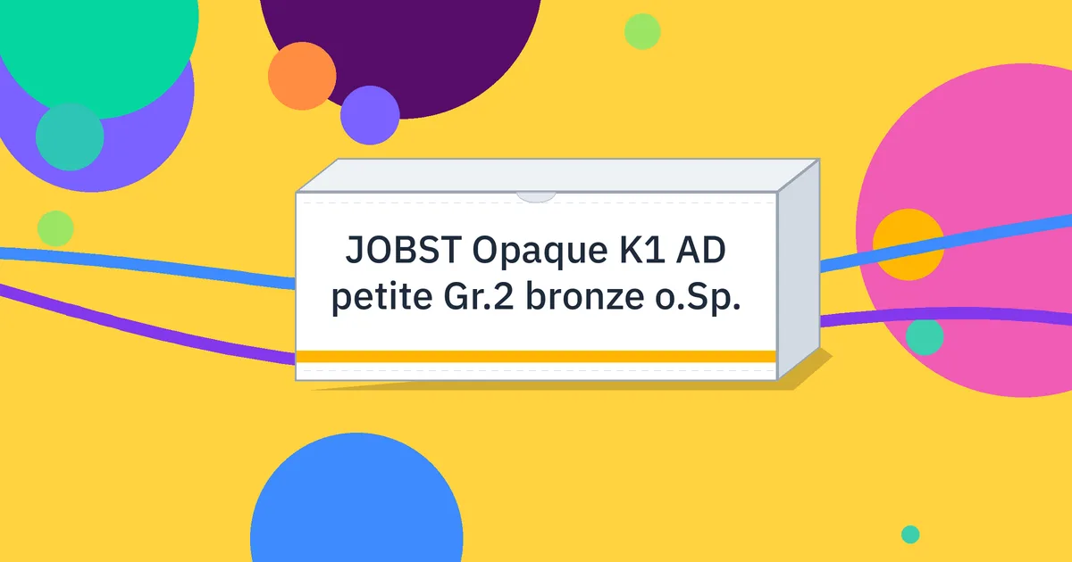 Symbolbild: Packung mit der Aufschrift JOBST Opaque K1 AD petite Gr.2 bronze o.Sp. (PZN 13079776) – Verfügbarkeit und Bezug in Apotheken in Frankfurt am Main