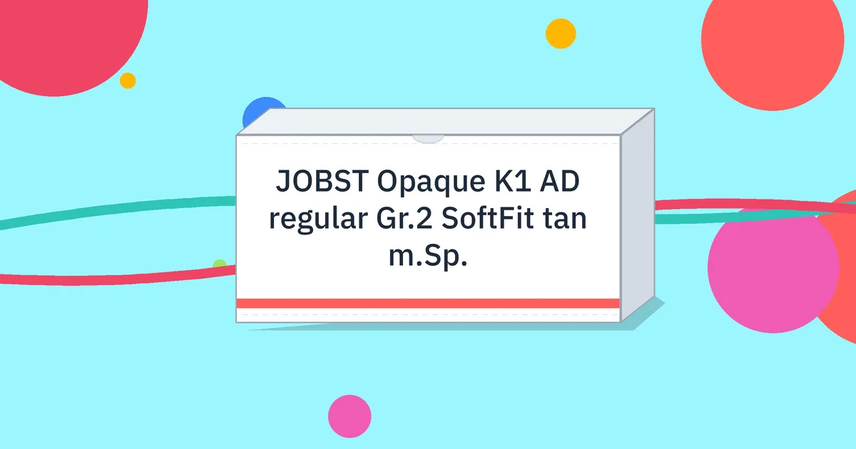 Symbolbild: Packung mit der Aufschrift JOBST Opaque K1 AD regular Gr.2 SoftFit tan m.Sp. (PZN 16263090) – Verfügbarkeit und Bezug in Apotheken in Frankfurt am Main