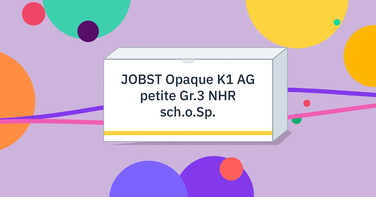 Symbolbild: Packung mit der Aufschrift JOBST Opaque K1 AG petite Gr.3 NHR sch.o.Sp. (PZN 13088284) – Verfügbarkeit und Bezug in Apotheken in Frankfurt am Main