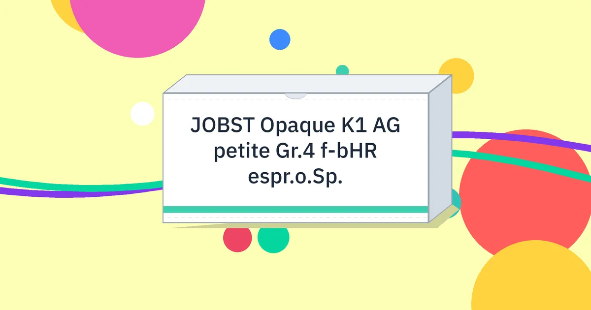Symbolbild: Packung mit der Aufschrift JOBST Opaque K1 AG petite Gr.4 f-bHR espr.o.Sp. (PZN 16270463) – Verfügbarkeit und Bezug in Apotheken in Frankfurt am Main