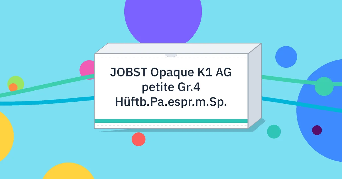 Symbolbild: Packung mit der Aufschrift JOBST Opaque K1 AG petite Gr.4 Hüftb.Pa.espr.m.Sp. (PZN 16274107) – Verfügbarkeit und Bezug in Apotheken in Frankfurt am Main