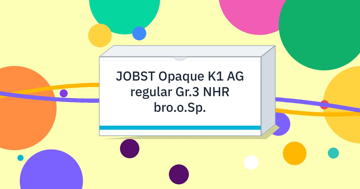 Symbolbild: Packung mit der Aufschrift JOBST Opaque K1 AG regular Gr.3 NHR bro.o.Sp. (PZN 13095054) – Verfügbarkeit und Bezug in Apotheken in Frankfurt am Main