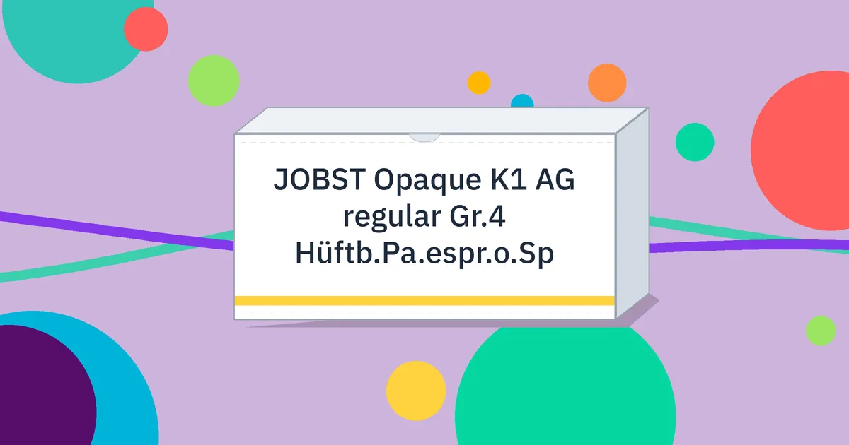 Symbolbild: Packung mit der Aufschrift JOBST Opaque K1 AG regular Gr.4 Hüftb.Pa.espr.o.Sp (PZN 16272775) – Verfügbarkeit und Bezug in Apotheken in Frankfurt am Main