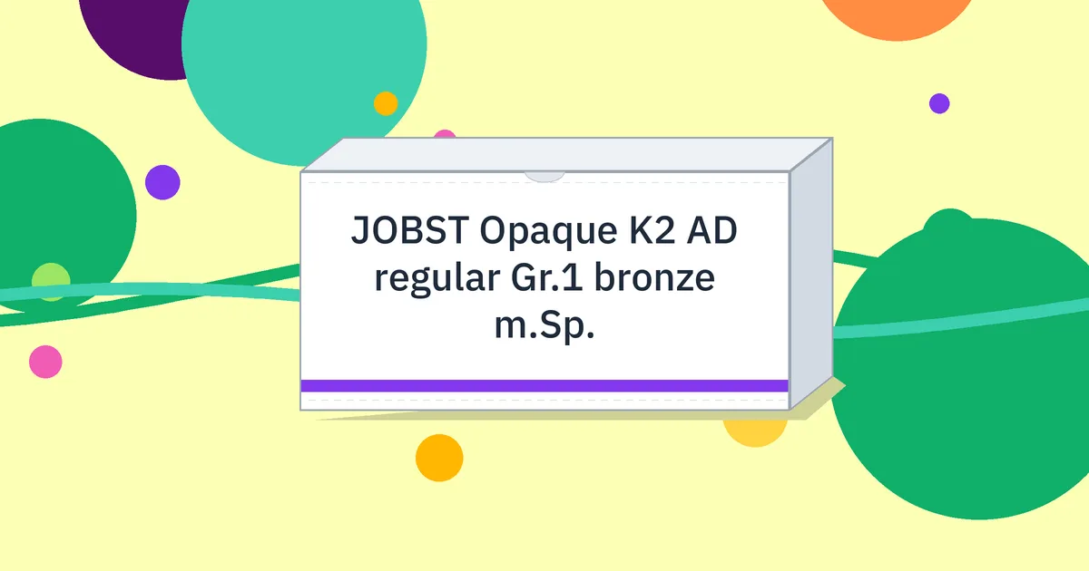 Symbolbild: Packung mit der Aufschrift JOBST Opaque K2 AD regular Gr.1 bronze m.Sp. (PZN 13110115) – Verfügbarkeit und Bezug in Apotheken in Frankfurt am Main