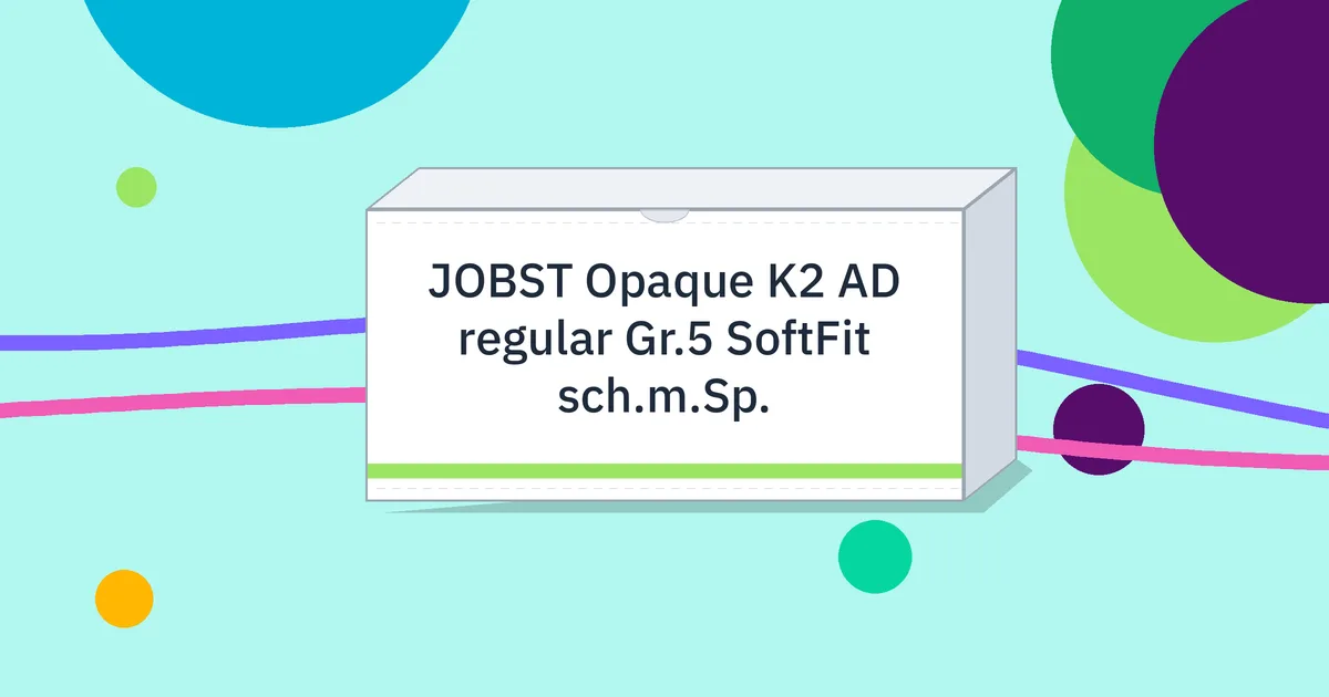 Symbolbild: Packung mit der Aufschrift JOBST Opaque K2 AD regular Gr.5 SoftFit sch.m.Sp. (PZN 11250183) – Verfügbarkeit und Bezug in Apotheken in Frankfurt am Main