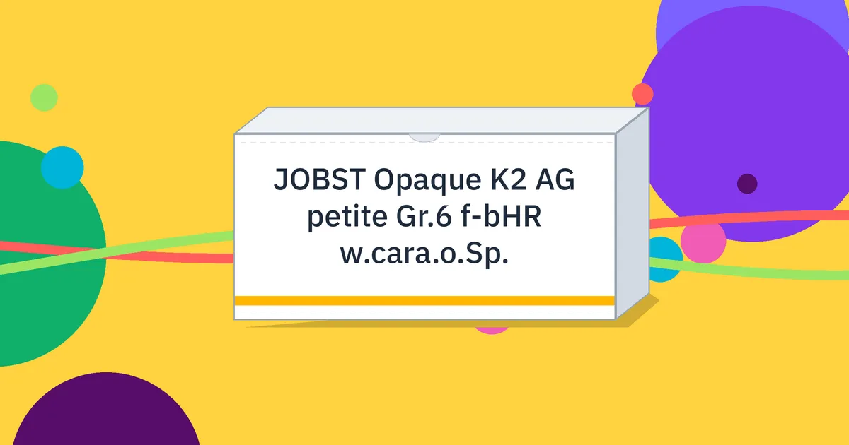Symbolbild: Packung mit der Aufschrift JOBST Opaque K2 AG petite Gr.6 f-bHR w.cara.o.Sp. (PZN 11255312) – Verfügbarkeit und Bezug in Apotheken in Frankfurt am Main