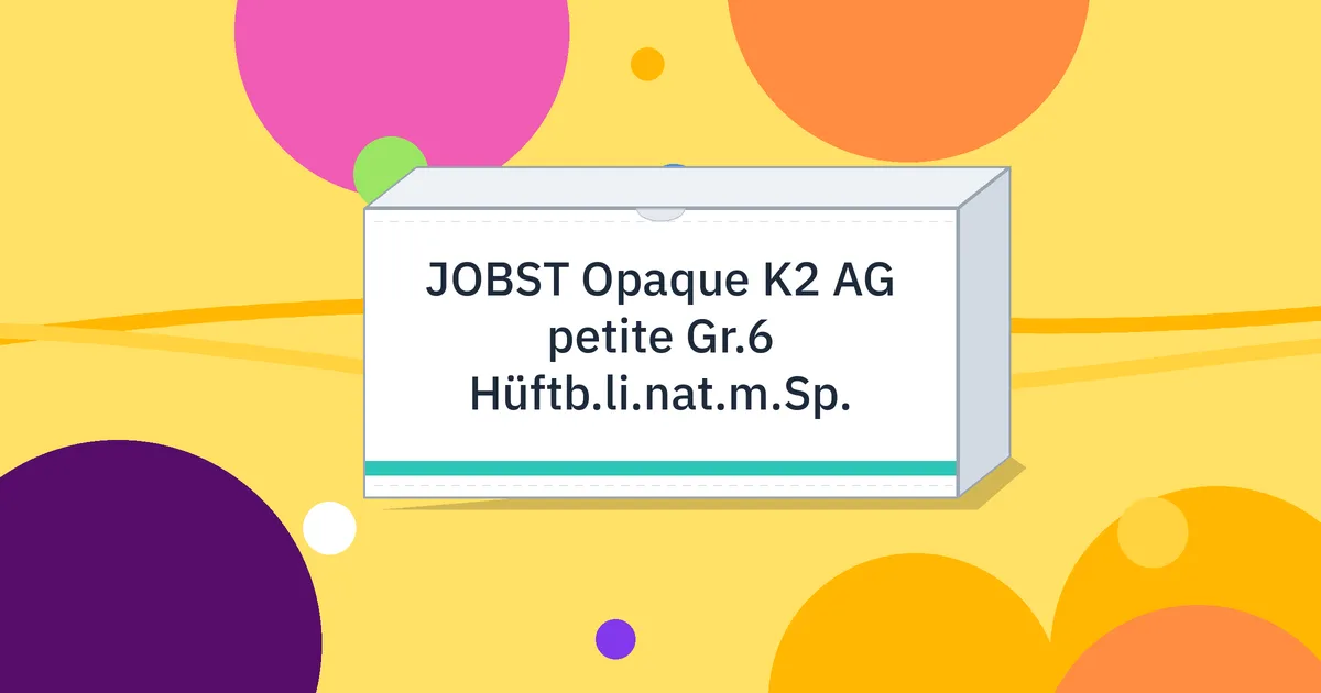 Symbolbild: Packung mit der Aufschrift JOBST Opaque K2 AG petite Gr.6 Hüftb.li.nat.m.Sp. (PZN 13113734) – Verfügbarkeit und Bezug in Apotheken in Frankfurt am Main