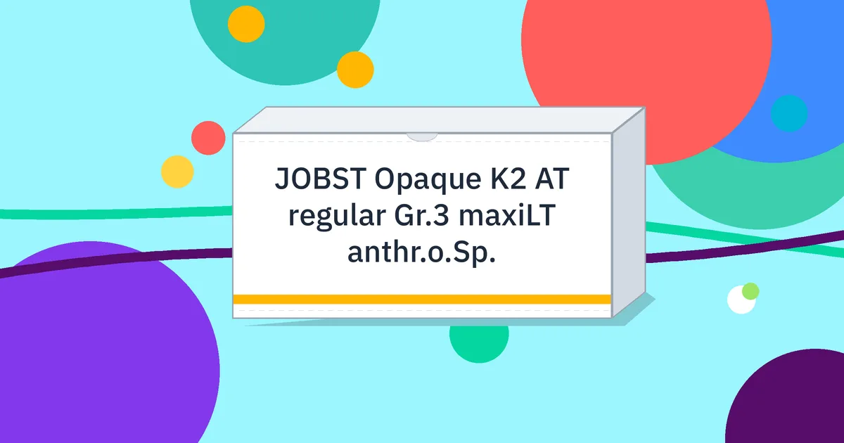 Symbolbild: Packung mit der Aufschrift JOBST Opaque K2 AT regular Gr.3 maxiLT anthr.o.Sp. (PZN 16290431) – Verfügbarkeit und Bezug in Apotheken in Frankfurt am Main