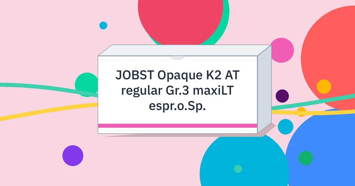 Symbolbild: Packung mit der Aufschrift JOBST Opaque K2 AT regular Gr.3 maxiLT espr.o.Sp. (PZN 16290081) – Verfügbarkeit und Bezug in Apotheken in Frankfurt am Main