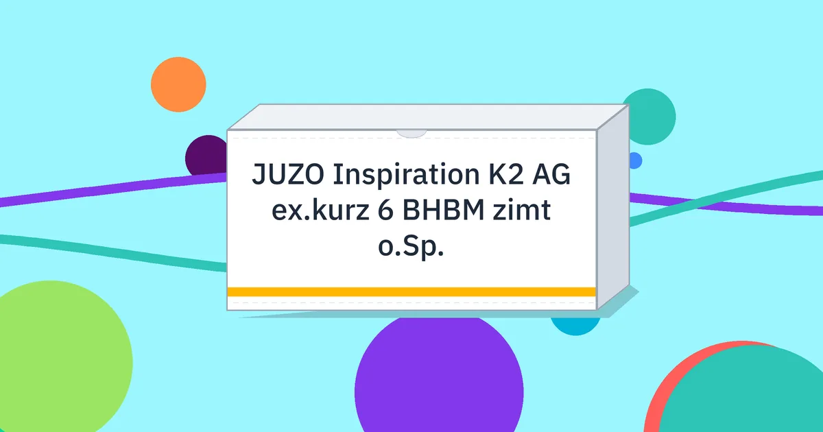 Symbolbild: Packung mit der Aufschrift JUZO Inspiration K2 AG ex.kurz 6 BHBM zimt o.Sp. (PZN 14877913) – Verfügbarkeit und Bezug in Apotheken in Frankfurt am Main