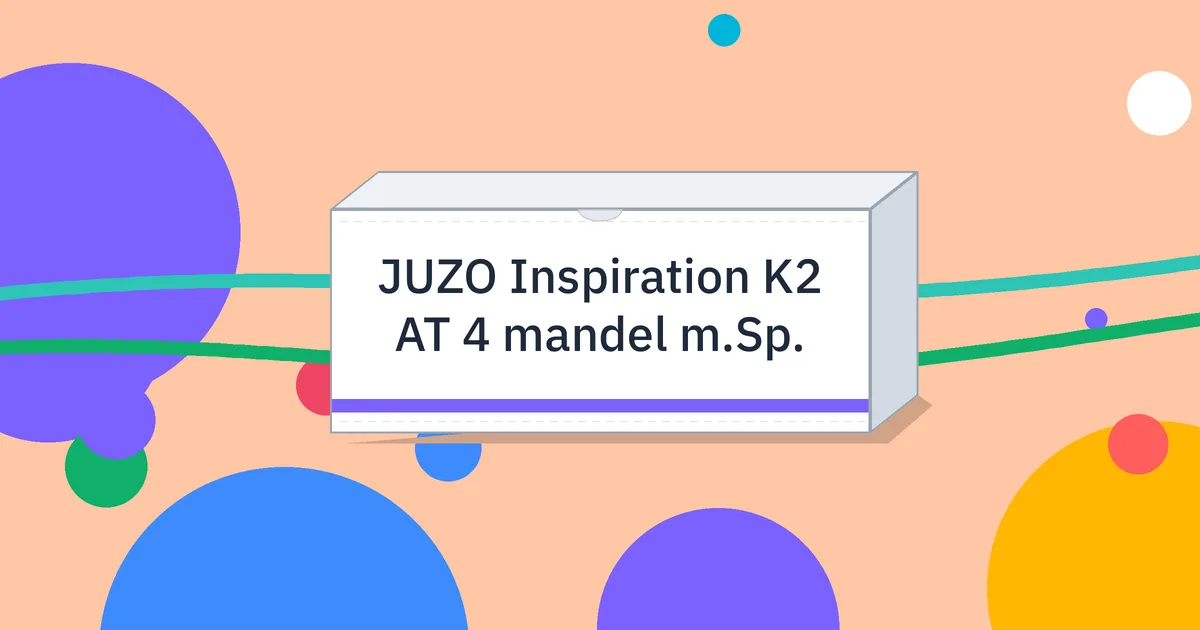 Symbolbild: Packung mit der Aufschrift JUZO Inspiration K2 AT 4 mandel m.Sp. (PZN 14926758) – Verfügbarkeit und Bezug in Apotheken in Frankfurt am Main