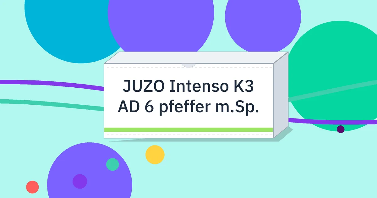Symbolbild: Packung mit der Aufschrift JUZO Intenso K3 AD 6 pfeffer m.Sp. (PZN 18627254) – Verfügbarkeit und Bezug in Apotheken in Frankfurt am Main
