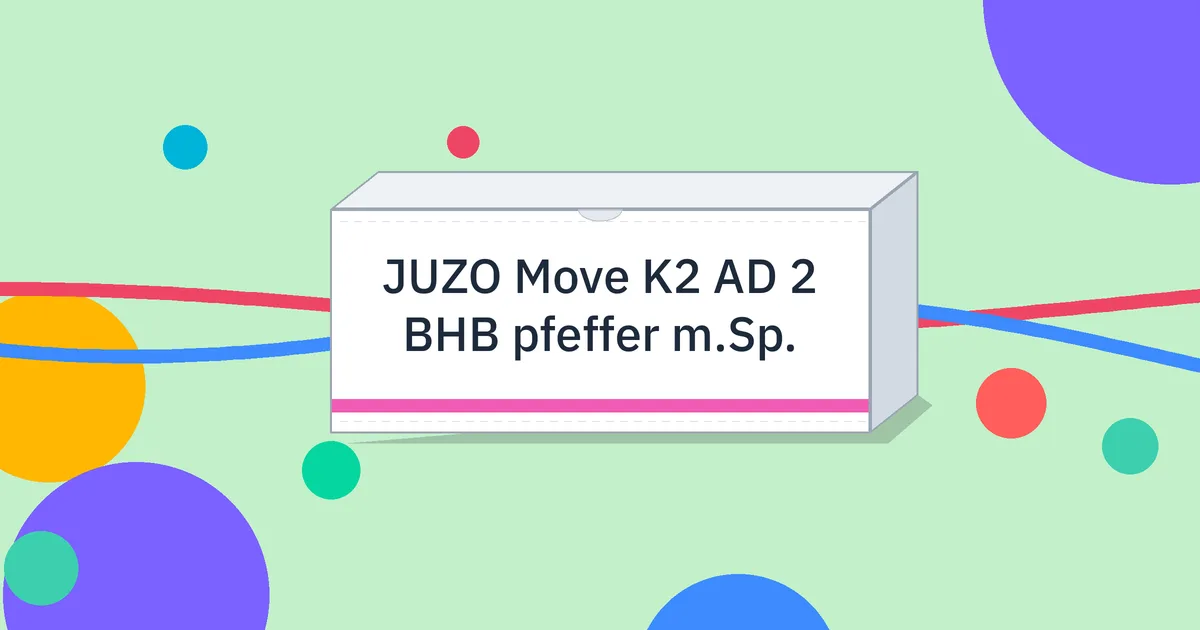 Symbolbild: Packung mit der Aufschrift JUZO Move K2 AD 2 BHB pfeffer m.Sp. (PZN 16340287) – Verfügbarkeit und Bezug in Apotheken in Frankfurt am Main