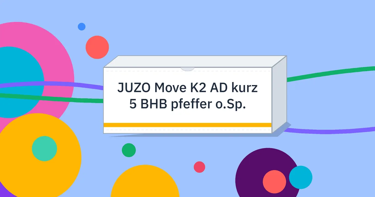Symbolbild: Packung mit der Aufschrift JUZO Move K2 AD kurz 5 BHB pfeffer o.Sp. (PZN 16341795) – Verfügbarkeit und Bezug in Apotheken in Frankfurt am Main