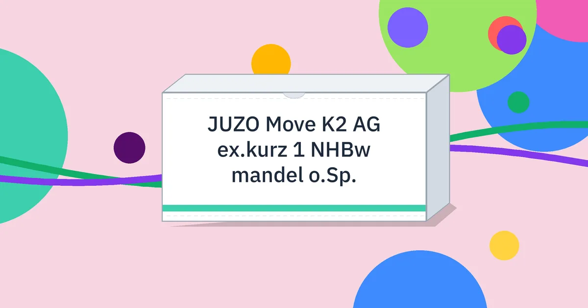 Symbolbild: Packung mit der Aufschrift JUZO Move K2 AG ex.kurz 1 NHBw mandel o.Sp. (PZN 16641132) – Verfügbarkeit und Bezug in Apotheken in Frankfurt am Main