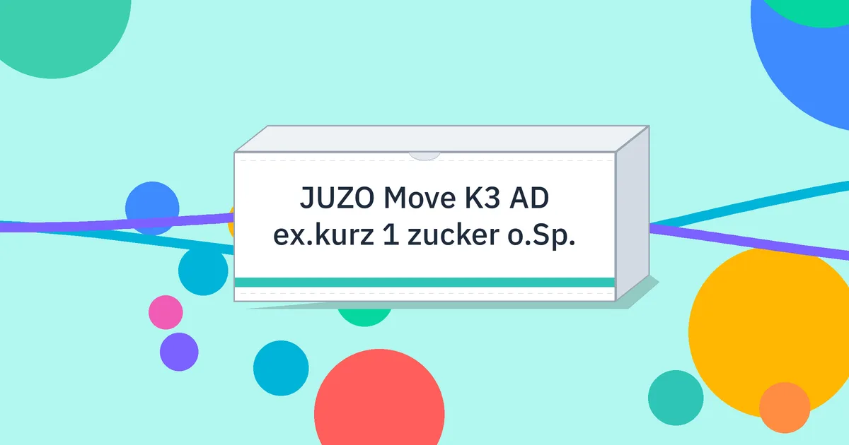 Symbolbild: Packung mit der Aufschrift JUZO Move K3 AD ex.kurz 1 zucker o.Sp. (PZN 18569806) – Verfügbarkeit und Bezug in Apotheken in Frankfurt am Main