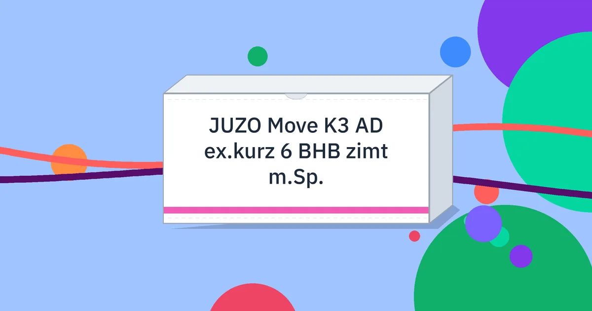 Symbolbild: Packung mit der Aufschrift JUZO Move K3 AD ex.kurz 6 BHB zimt m.Sp. (PZN 18569723) – Verfügbarkeit und Bezug in Apotheken in Frankfurt am Main