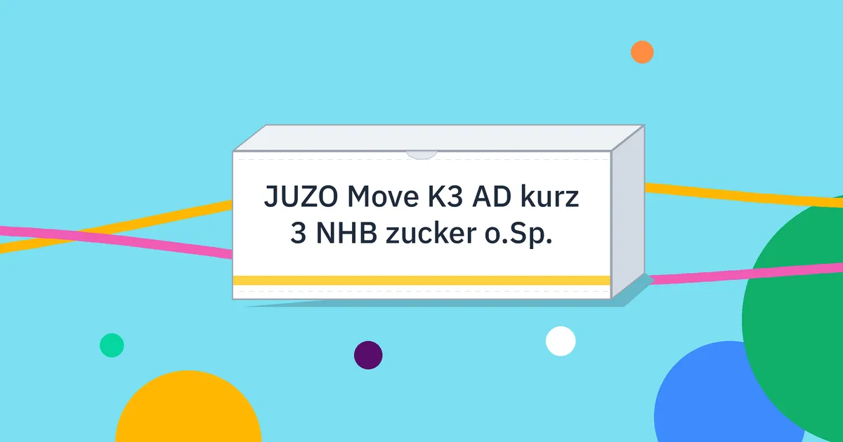 Symbolbild: Packung mit der Aufschrift JUZO Move K3 AD kurz 3 NHB zucker o.Sp. (PZN 18568729) – Verfügbarkeit und Bezug in Apotheken in Frankfurt am Main