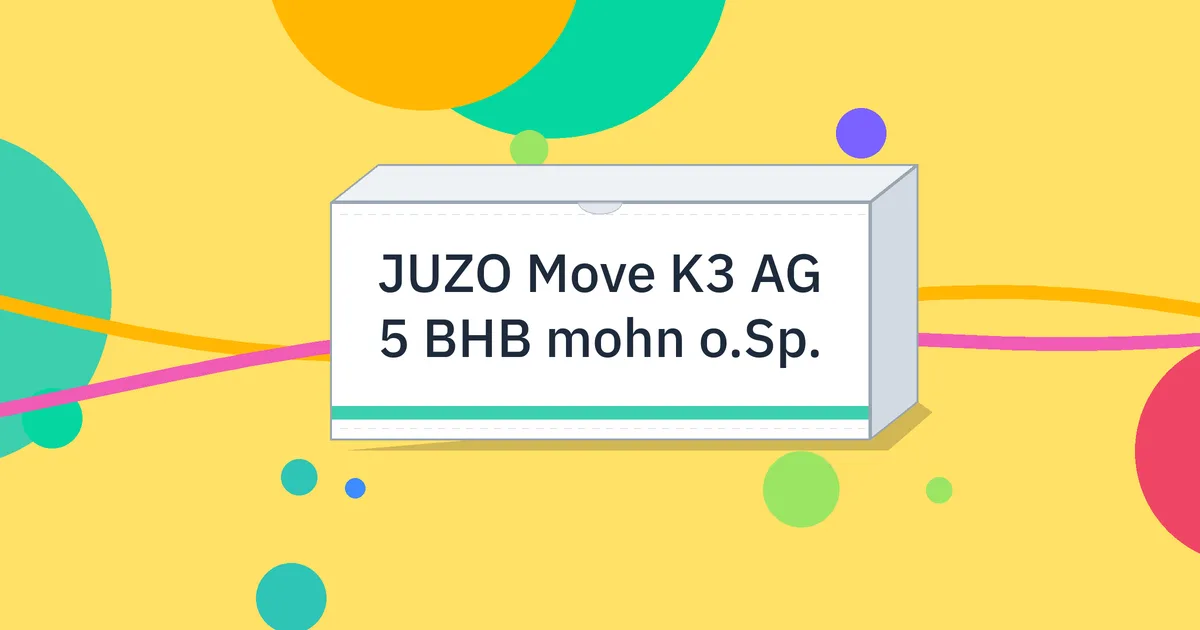 Symbolbild: Packung mit der Aufschrift JUZO Move K3 AG 5 BHB mohn o.Sp. (PZN 18589513) – Verfügbarkeit und Bezug in Apotheken in Frankfurt am Main