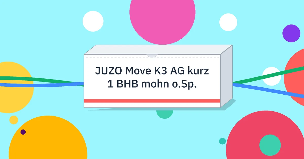Symbolbild: Packung mit der Aufschrift JUZO Move K3 AG kurz 1 BHB mohn o.Sp. (PZN 18593443) – Verfügbarkeit und Bezug in Apotheken in Frankfurt am Main