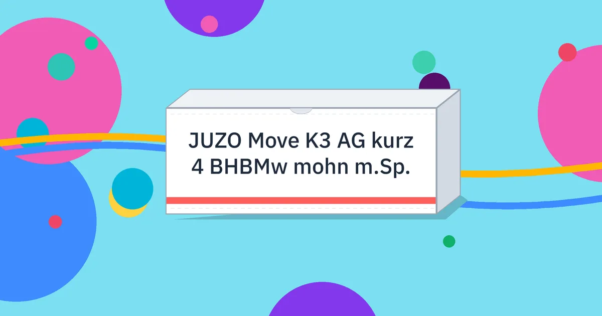 Symbolbild: Packung mit der Aufschrift JUZO Move K3 AG kurz 4 BHBMw mohn m.Sp. (PZN 18592165) – Verfügbarkeit und Bezug in Apotheken in Frankfurt am Main