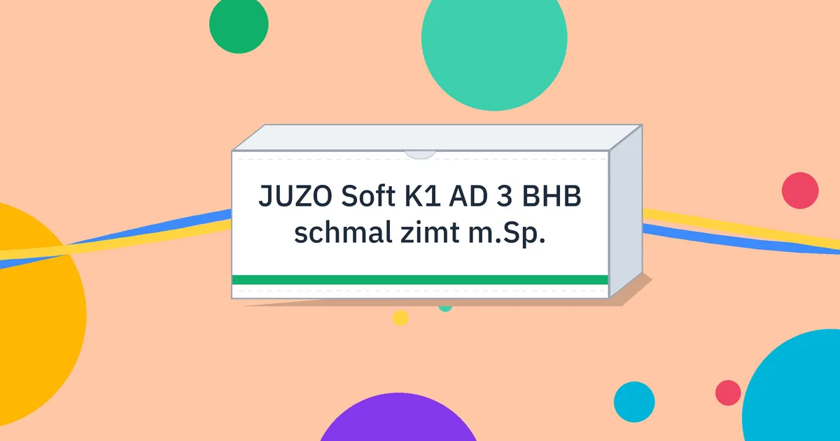 Symbolbild: Packung mit der Aufschrift JUZO Soft K1 AD 3 BHB schmal zimt m.Sp. (PZN 15460925) – Verfügbarkeit und Bezug in Apotheken in Frankfurt am Main
