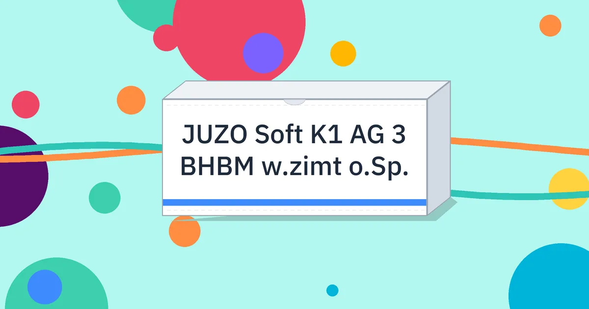 Symbolbild: Packung mit der Aufschrift JUZO Soft K1 AG 3 BHBM w.zimt o.Sp. (PZN 14864744) – Verfügbarkeit und Bezug in Apotheken in Frankfurt am Main