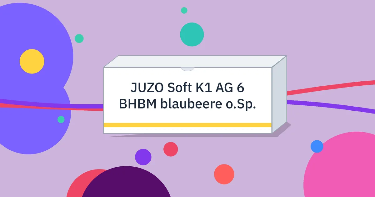 Symbolbild: Packung mit der Aufschrift JUZO Soft K1 AG 6 BHBM blaubeere o.Sp. (PZN 14857112) – Verfügbarkeit und Bezug in Apotheken in Frankfurt am Main