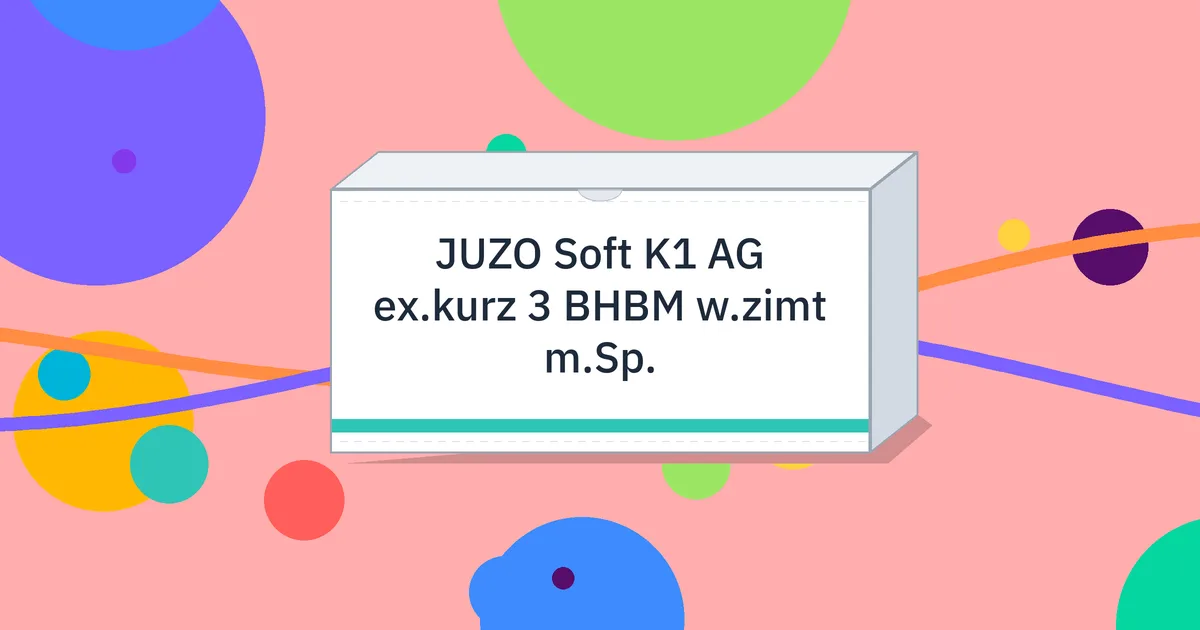 Symbolbild: Packung mit der Aufschrift JUZO Soft K1 AG ex.kurz 3 BHBM w.zimt m.Sp. (PZN 14864098) – Verfügbarkeit und Bezug in Apotheken in Frankfurt am Main