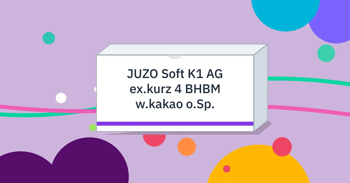 Symbolbild: Packung mit der Aufschrift JUZO Soft K1 AG ex.kurz 4 BHBM w.kakao o.Sp. (PZN 14866542) – Verfügbarkeit und Bezug in Apotheken in Frankfurt am Main