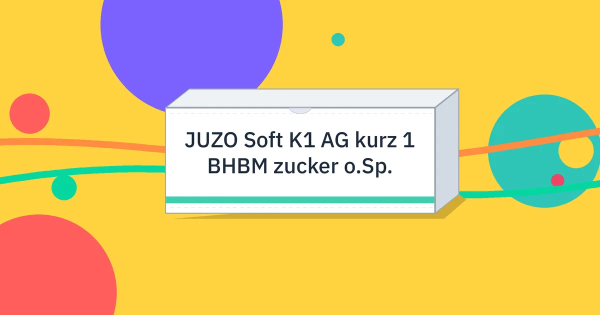 Symbolbild: Packung mit der Aufschrift JUZO Soft K1 AG kurz 1 BHBM zucker o.Sp. (PZN 14857359) – Verfügbarkeit und Bezug in Apotheken in Frankfurt am Main