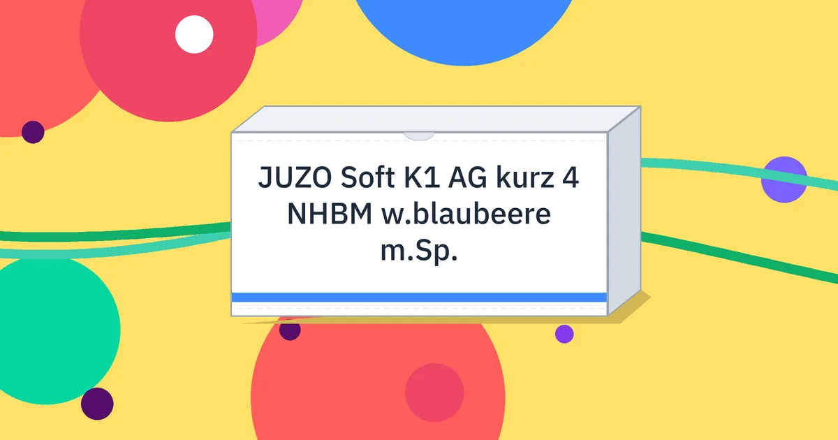 Symbolbild: Packung mit der Aufschrift JUZO Soft K1 AG kurz 4 NHBM w.blaubeere m.Sp. (PZN 15016283) – Verfügbarkeit und Bezug in Apotheken in Frankfurt am Main