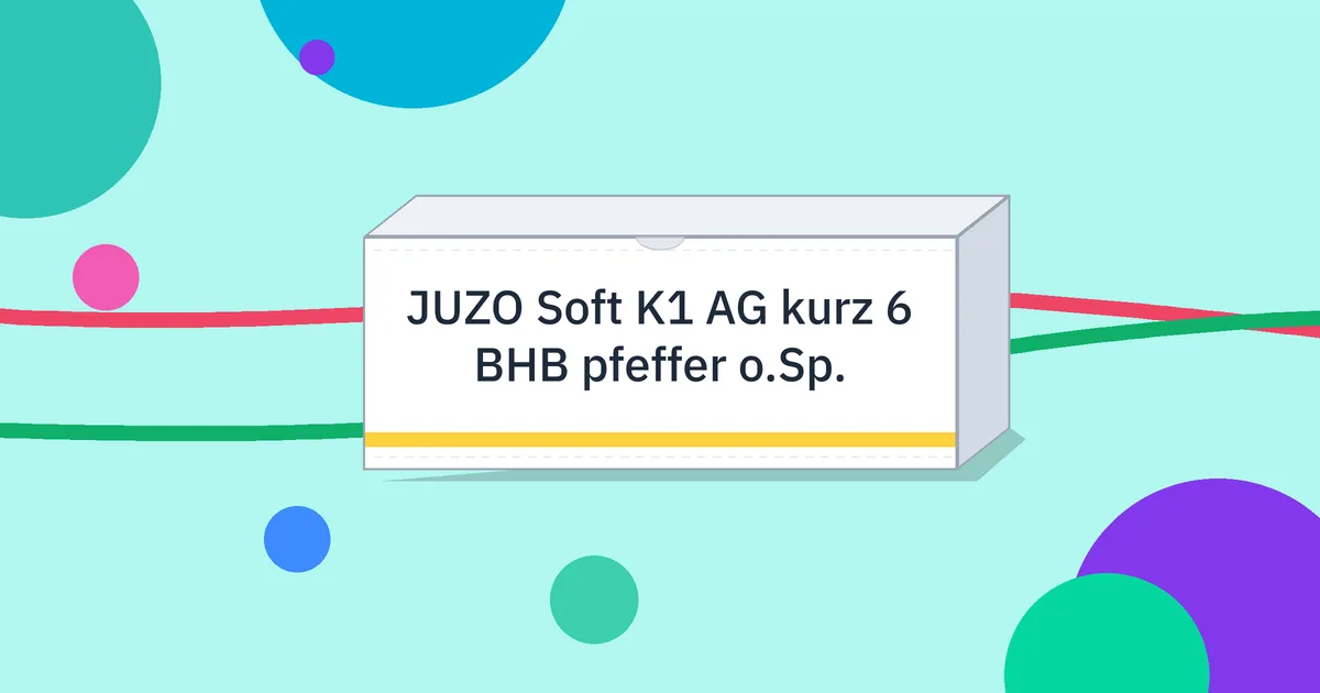 Symbolbild: Packung mit der Aufschrift JUZO Soft K1 AG kurz 6 BHB pfeffer o.Sp. (PZN 14822734) – Verfügbarkeit und Bezug in Apotheken in Frankfurt am Main