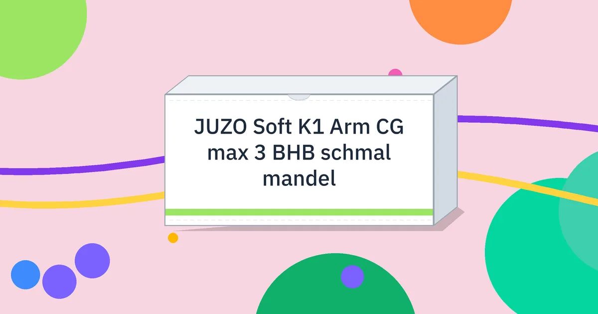 Symbolbild: Packung mit der Aufschrift JUZO Soft K1 Arm CG max 3 BHB schmal mandel (PZN 15509790) – Verfügbarkeit und Bezug in Apotheken in Frankfurt am Main