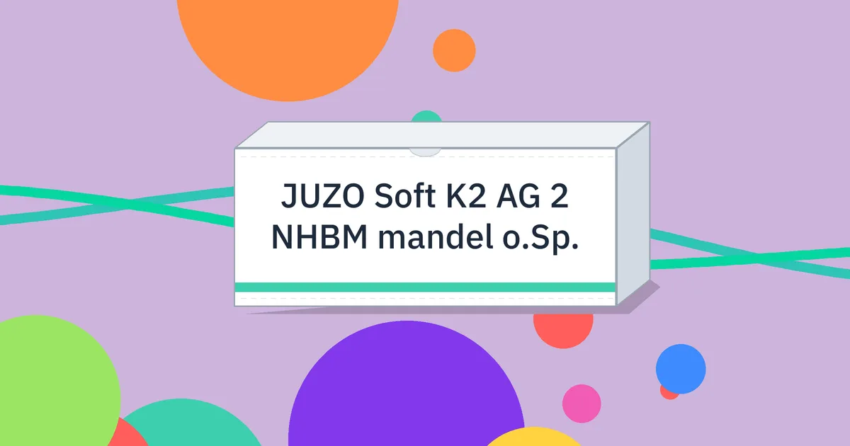Symbolbild: Packung mit der Aufschrift JUZO Soft K2 AG 2 NHBM mandel o.Sp. (PZN 14997681) – Verfügbarkeit und Bezug in Apotheken in Frankfurt am Main