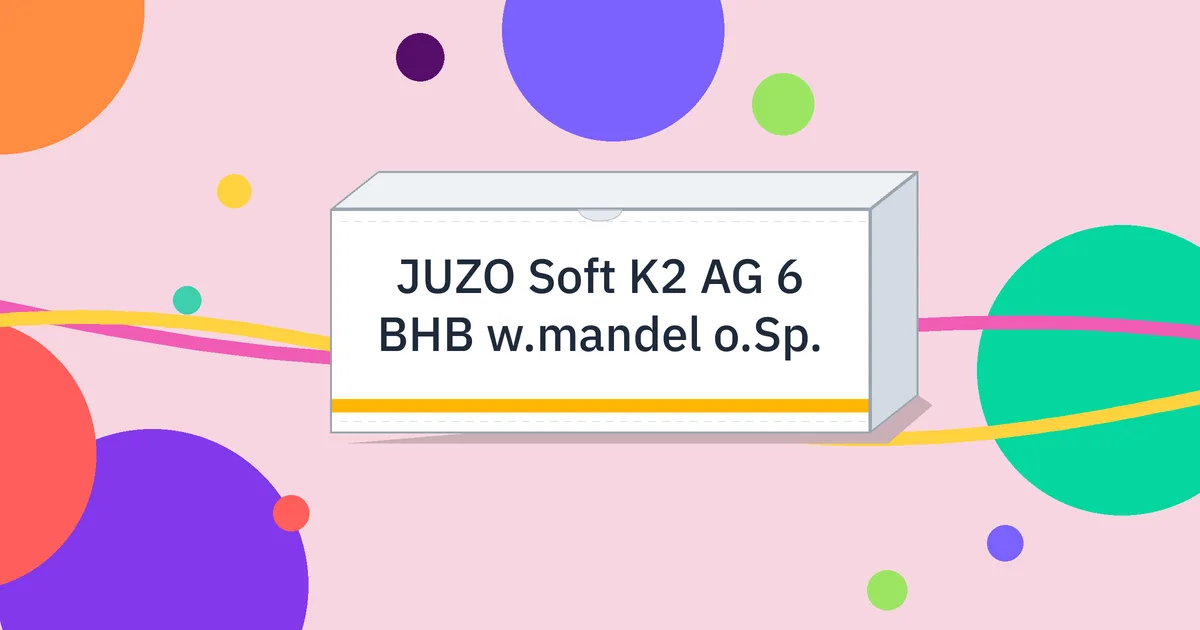 Symbolbild: Packung mit der Aufschrift JUZO Soft K2 AG 6 BHB w.mandel o.Sp. (PZN 14841619) – Verfügbarkeit und Bezug in Apotheken in Frankfurt am Main