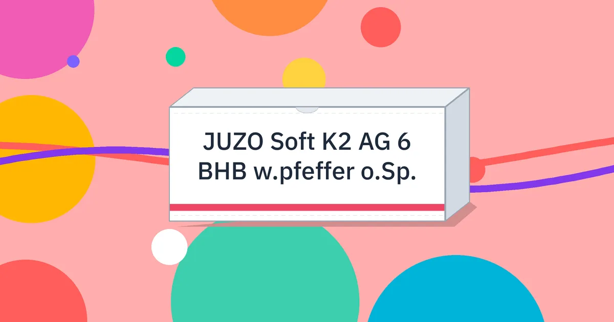 Symbolbild: Packung mit der Aufschrift JUZO Soft K2 AG 6 BHB w.pfeffer o.Sp. (PZN 14841275) – Verfügbarkeit und Bezug in Apotheken in Frankfurt am Main