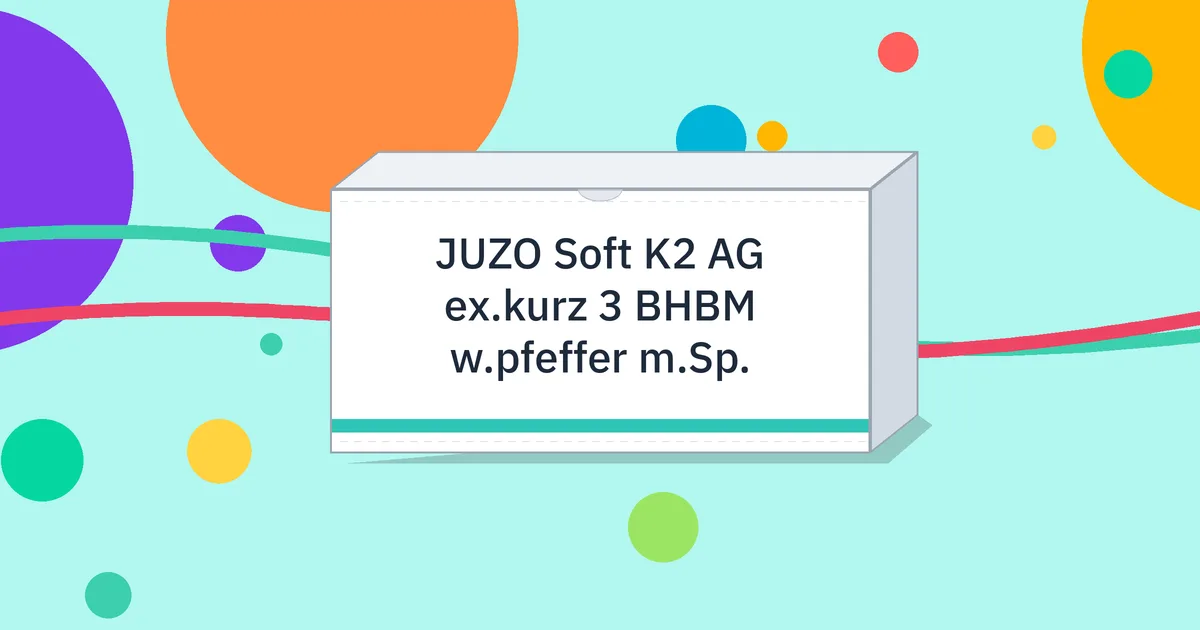 Symbolbild: Packung mit der Aufschrift JUZO Soft K2 AG ex.kurz 3 BHBM w.pfeffer m.Sp. (PZN 14867978) – Verfügbarkeit und Bezug in Apotheken in Frankfurt am Main