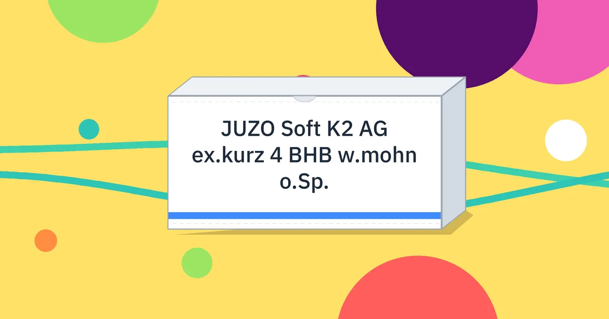 Symbolbild: Packung mit der Aufschrift JUZO Soft K2 AG ex.kurz 4 BHB w.mohn o.Sp. (PZN 14844316) – Verfügbarkeit und Bezug in Apotheken in Frankfurt am Main