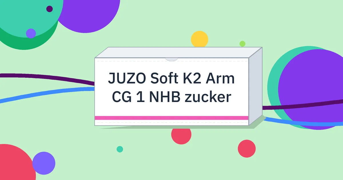 Symbolbild: Packung mit der Aufschrift JUZO Soft K2 Arm CG 1 NHB zucker (PZN 15510586) – Verfügbarkeit und Bezug in Apotheken in Frankfurt am Main