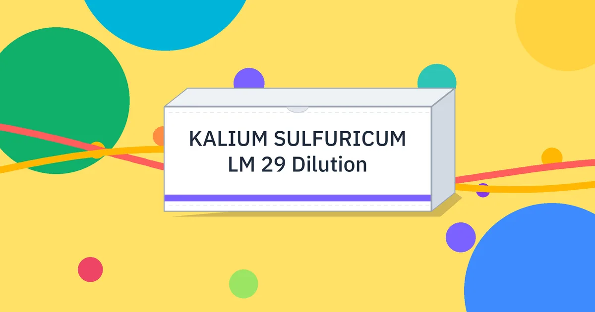 Symbolbild: Packung mit der Aufschrift KALIUM SULFURICUM LM 29 Dilution (PZN 12926493) – Verfügbarkeit und Bezug in Apotheken in Frankfurt am Main