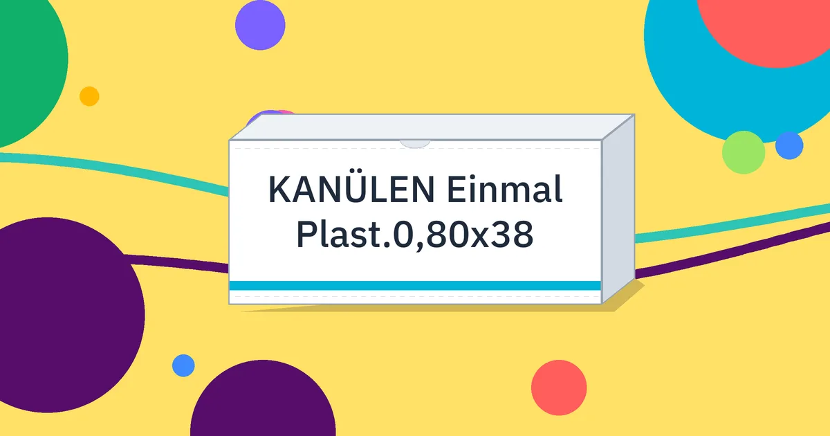 Symbolbild: Packung mit der Aufschrift KANÜLEN Einmal Plast.0,80x38 (PZN 01964272) – Verfügbarkeit und Bezug in Apotheken in Frankfurt am Main