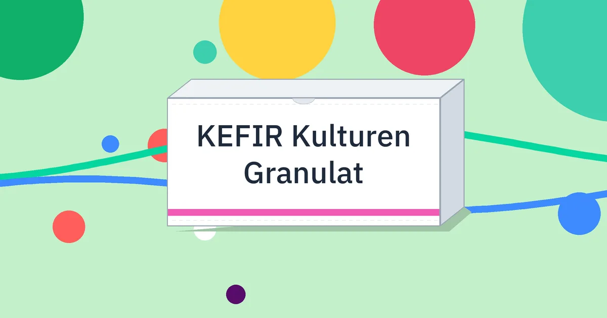 Symbolbild: Packung mit der Aufschrift KEFIR Kulturen Granulat (PZN 11731675) – Verfügbarkeit und Bezug in Apotheken in Frankfurt am Main