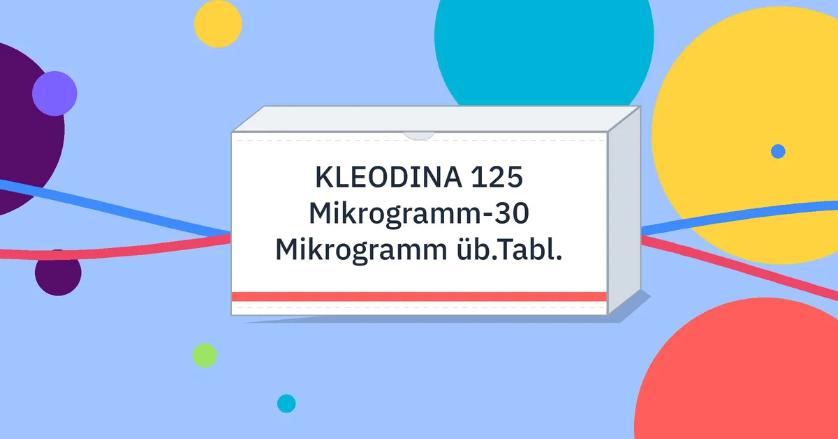 Symbolbild: Packung mit der Aufschrift KLEODINA 125 Mikrogramm-30 Mikrogramm üb.Tabl. (PZN 05027535) – Verfügbarkeit und Bezug in Apotheken in Frankfurt am Main