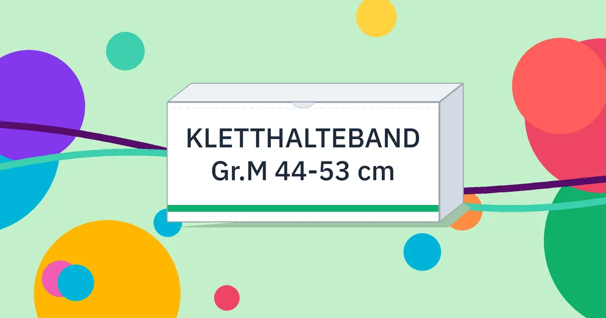 Symbolbild: Packung mit der Aufschrift KLETTHALTEBAND Gr.M 44-53 cm (PZN 00045592) – Verfügbarkeit und Bezug in Apotheken in Frankfurt am Main