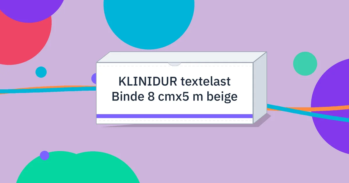 Symbolbild: Packung mit der Aufschrift KLINIDUR textelast Binde 8 cmx5 m beige (PZN 06464918) – Verfügbarkeit und Bezug in Apotheken in Frankfurt am Main