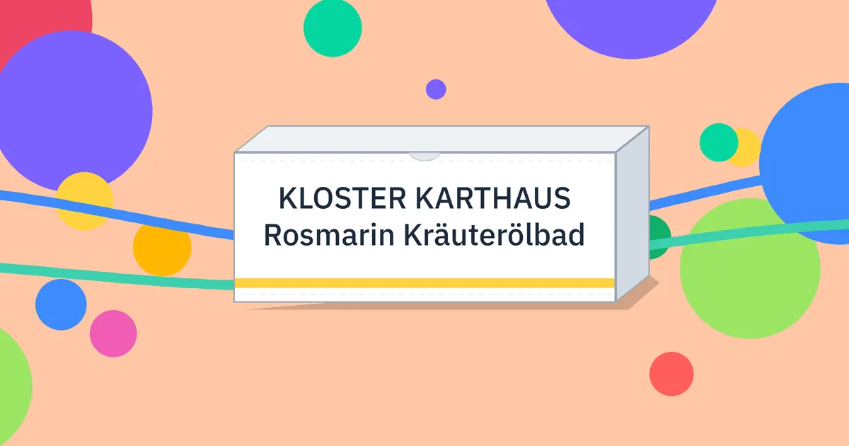 Symbolbild: Packung mit der Aufschrift KLOSTER KARTHAUS Rosmarin Kräuterölbad (PZN 01528625) – Verfügbarkeit und Bezug in Apotheken in Frankfurt am Main